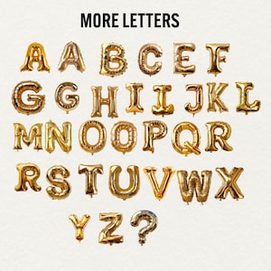 Gold Foil Balloons Alphabet Clipart, 55 Png Foil Balloon Letters ...