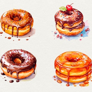 Watercolor Donut Clipart 27 PNG, Delicious Bakery Dessert Clipart ...