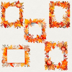 Autumn Frames Clipart, 25 Png Watercolor Flowers Frame Clipart, Floral ...