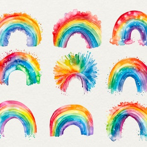 Rainbow Clipart, Watercolor Rainbow Clip Art, Rainbows 18 PNG, Bright ...