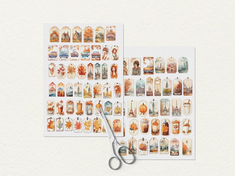 Vintage Autumn Labels Clipart: 142 PNG Tags, Printable A4 Sheets - Etsy