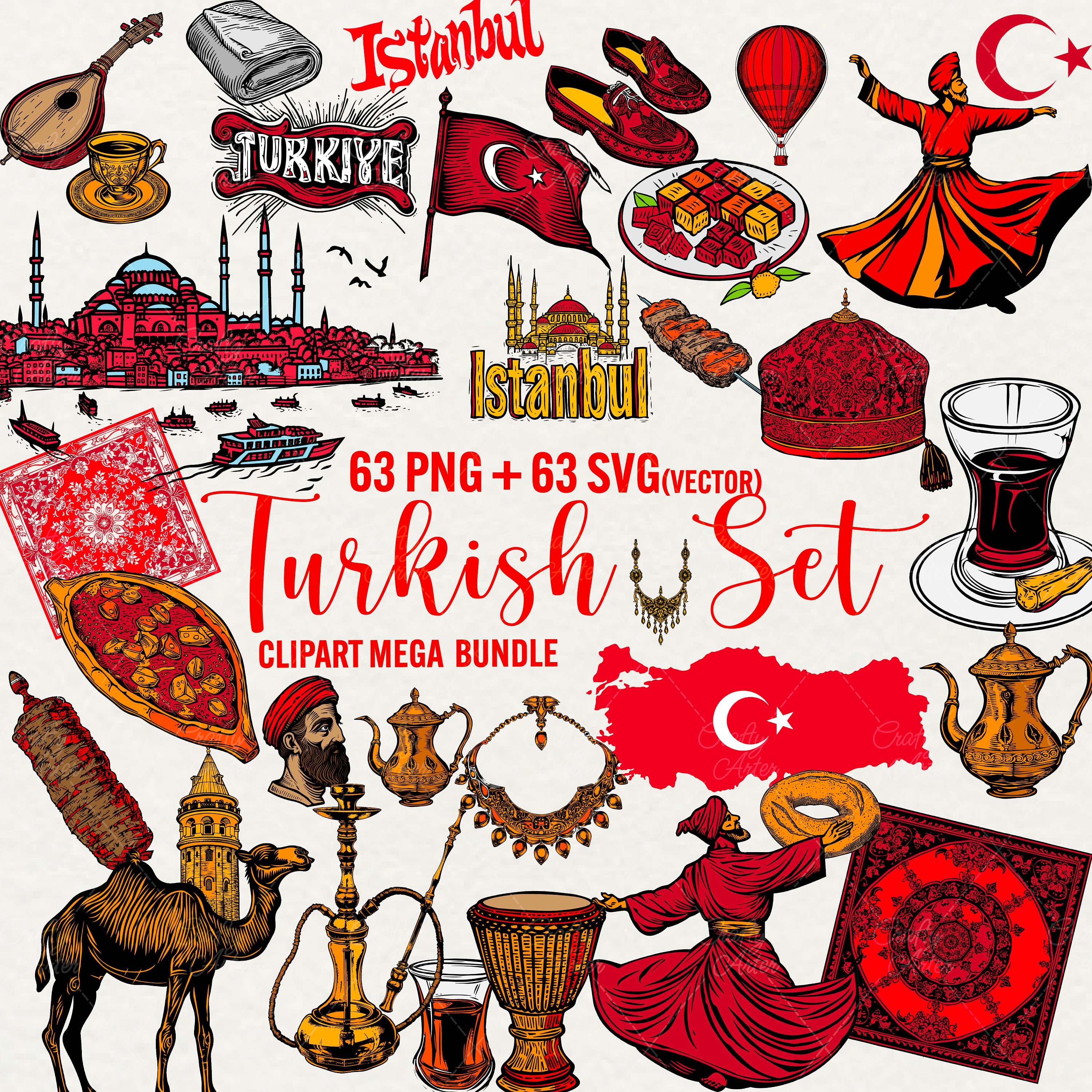 Turkish Clipart Mega Bundle: Istanbul, Ottoman Designs (63 PNG & 63 SVG ...