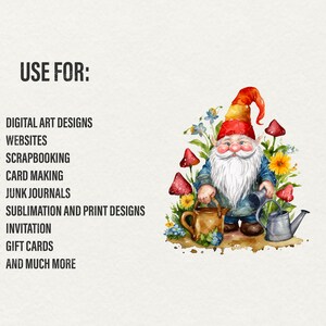 Watercolor Garden Gnome Clipart: Floral Fantasy PNG (commercial Use) - Etsy