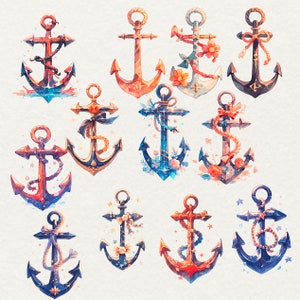 Nautical Anchor Clipart, Ocean Clipart 49 PNG Art - Watercolor Cute ...