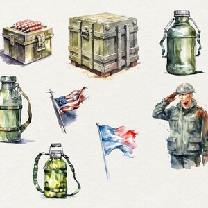 Watercolor Military Clipart, 50 PNG Army Clip Art - Instant Download ...