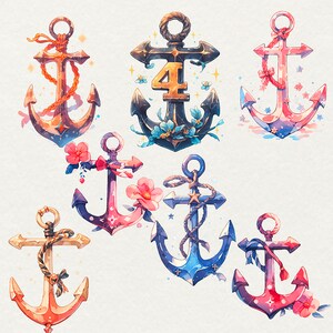 Nautical Anchor Clipart, Ocean Clipart 49 PNG Art - Watercolor Cute ...
