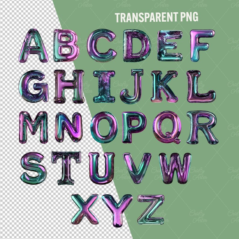 Foil Balloon Alphabet Clipart: Metallic PNG Font (digital Download) - Etsy