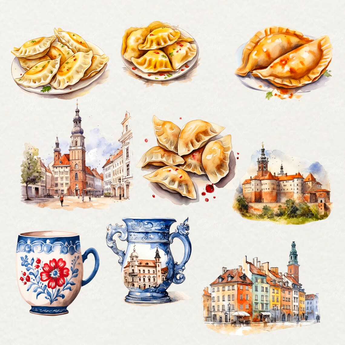 Watercolor Poland Clipart: Traditional Polish Designs (56 PNG) - Etsy