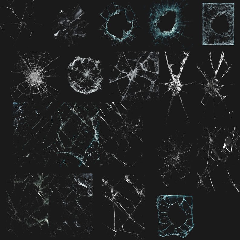Broken Glass PNG Overlays: Shattered Glass Textures (commercial Use) - Etsy