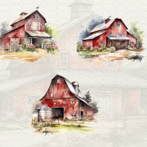 Farm Barn Watercolor Clipart, 19 Barn PNG, House Watercolor Clipart ...