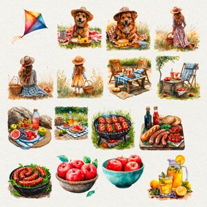 Watercolor Picnic Clipart, 57 Png Summer Picnic Basket, Spring Picnic ...