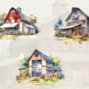 Farm Barn Watercolor Clipart, 19 Barn PNG, House Watercolor Clipart ...