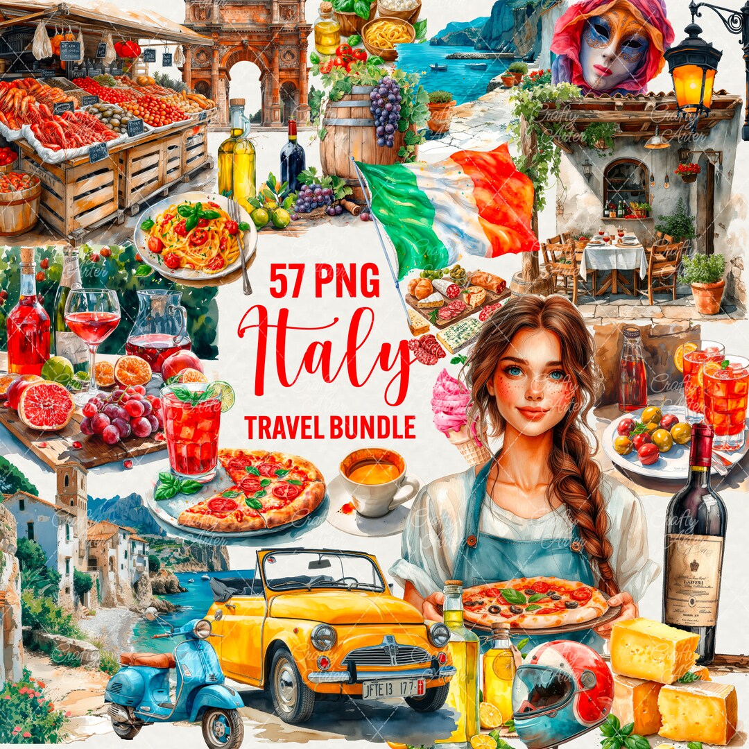 Italy Travel Clipart, 57 Png Italian Watercolor Summer, Travel Clip Art ...
