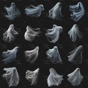 Creepy Tulle Ghost Clipart: Halloween Photo Overlays (PNG Digital ...