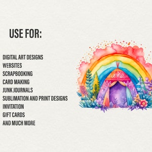 Watercolor Rainbow Clipart, Boho Rainbow Clip Art, Boho Rainbows 16 PNG ...