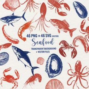 Seafood Clipart, Seafood Svg Bundle, Sea Food Png, Fishing Clipart ...