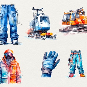 Watercolor Winter Sport Clipart, 30 Png Snowboard Clipart, Ski Nature ...