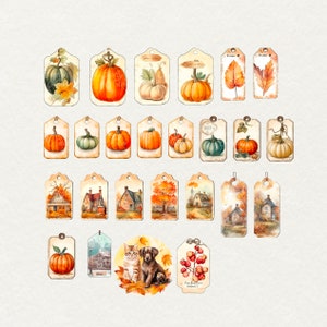 Autumn Labels Clipart, Tag Clipart, 142 PNG and A4 Sheets, Printable ...