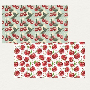 Cherry Seamless Pattern, Sweet Cherry Digital Paper, Watercolor Cherries Pattern Digital Papers ...
