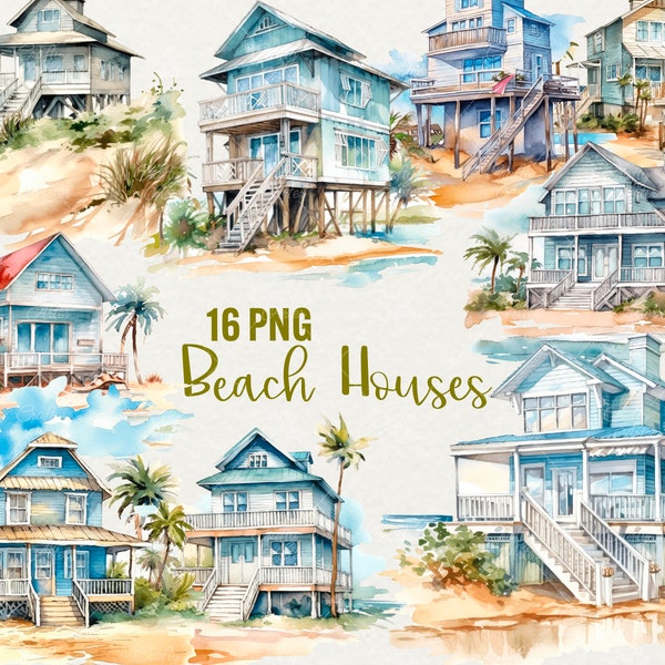 Beach House Clipart - Etsy