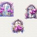 Floral Peony Window Clipart, Spring Flower Windows 20 Png Purple ...