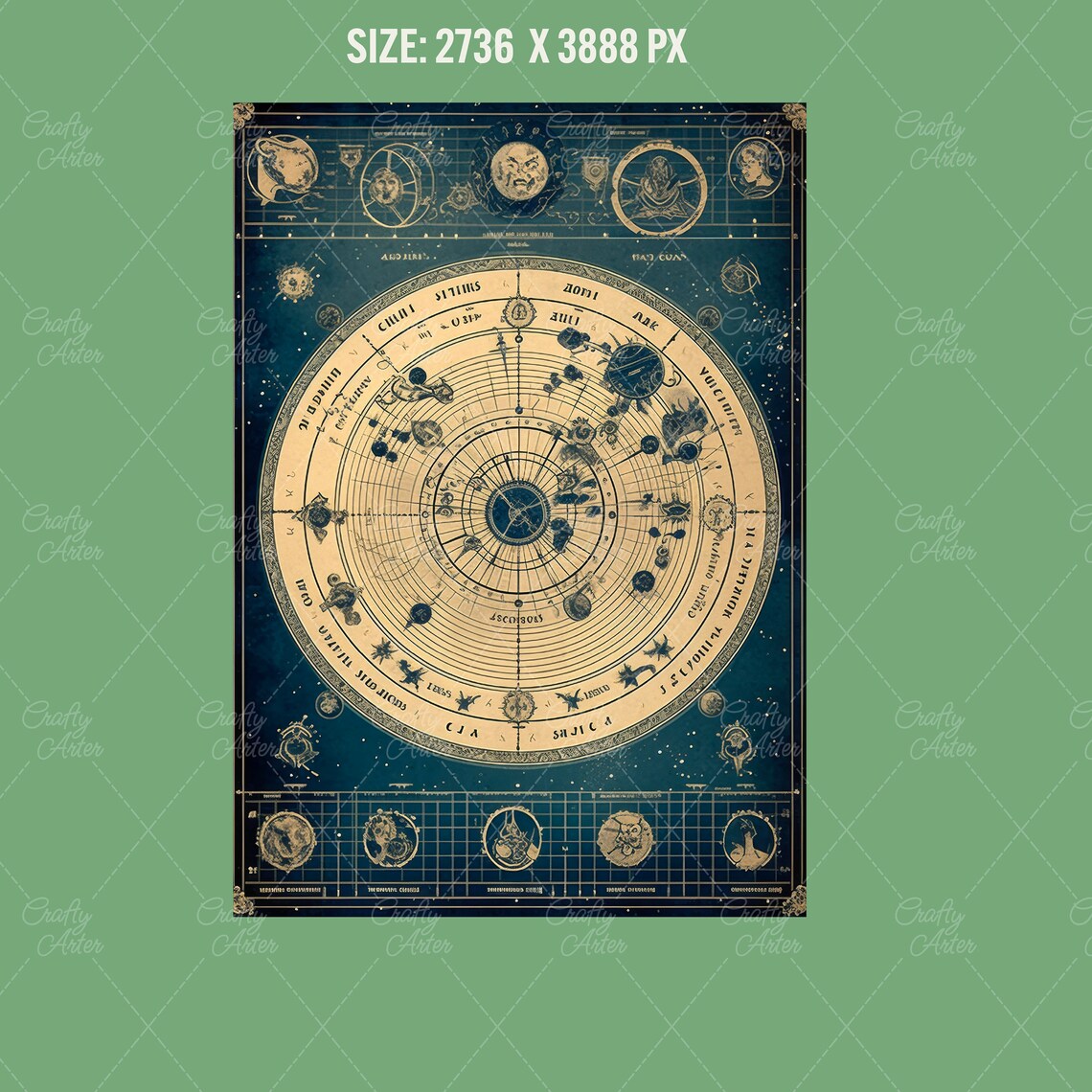 Celestial Astrology Digital Paper: Vintage Ephemera (32 Printable Pages ...