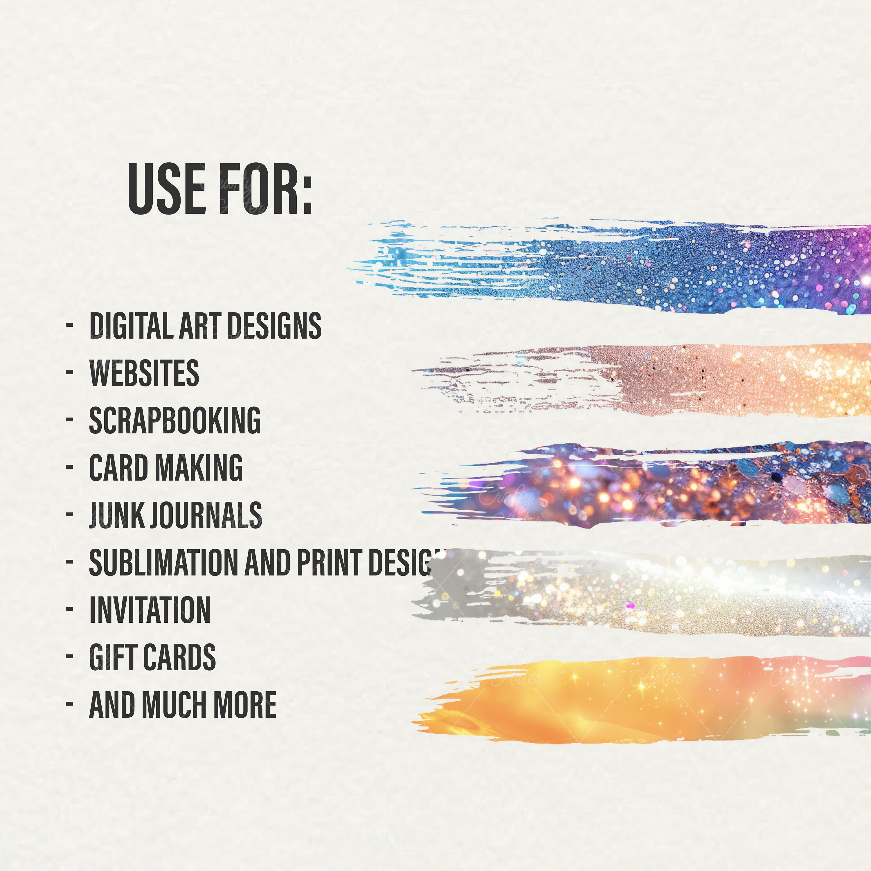 Glitter Brush Strokes Clipart: Sparkling PNG Overlays (digital Download ...