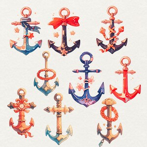 Nautical Anchor Clipart, Ocean Clipart 49 PNG Art - Watercolor Cute ...