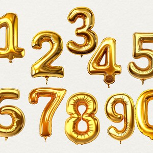 Gold Foil Balloons Clipart, Foil Balloon Number Clipart 24 PNG Clip Art ...