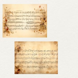 Sheet Music Digital Paper Pack, 20 Digital Vintage Cards, Printable ...