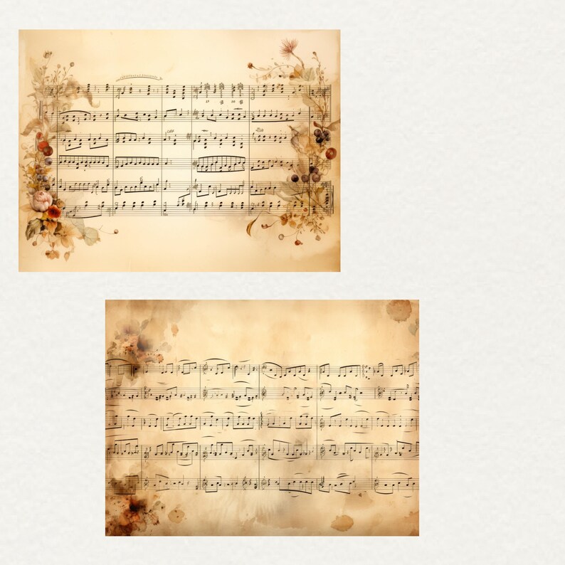 Vintage Sheet Music Digital Paper: 20 Printable Melody Backgrounds ...