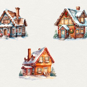 Christmas Ginger House Clipart, 20 Png Watercolor Christmas Clipart ...