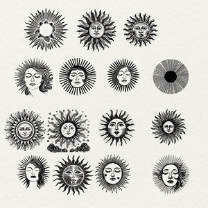 Celestial Sun Svg, 54 PNG and SVG Magic Sun Fantasy Clipart, Sun Face ...