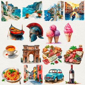 Italy Travel Clipart, 57 Png Italian Watercolor Summer, Travel Clip Art ...