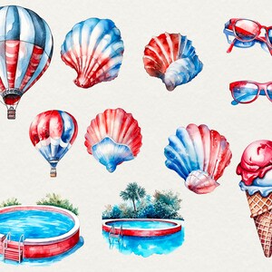 Beach Summer Clipart: Tropical Watercolor PNG Set (54 Images) - Etsy