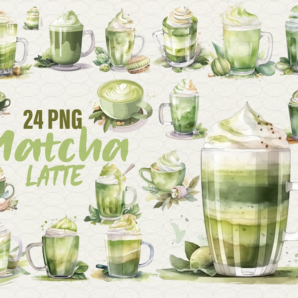 Matcha Latte Clipart - Etsy