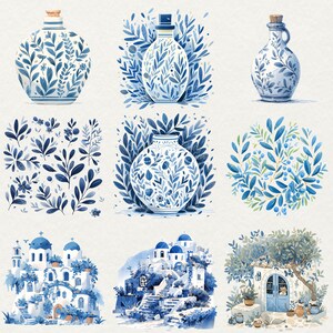 Pastel Greece Clipart Bundle: 48 PNG Watercolor Illustrations ...