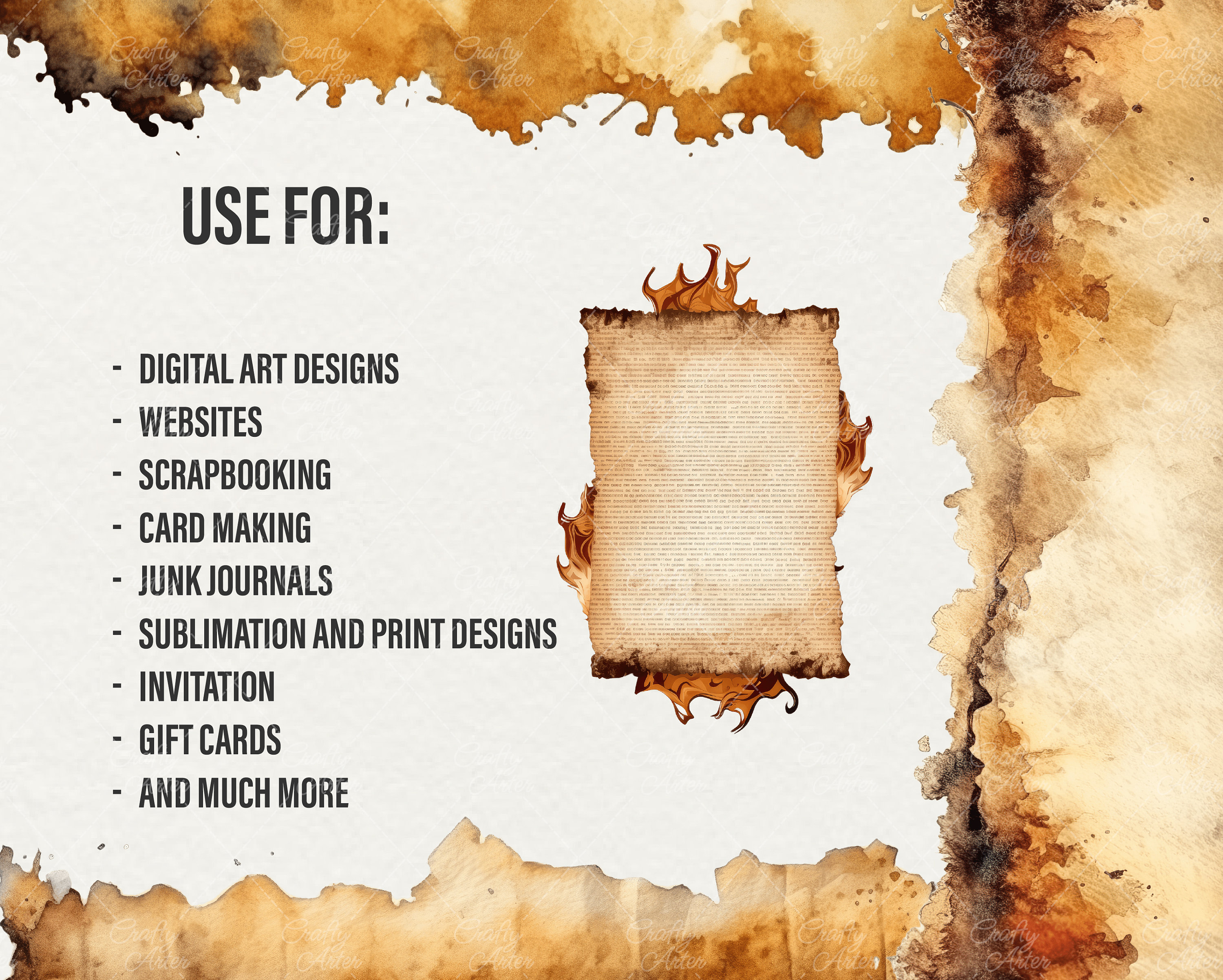 Watercolor Burnt Edge Paper Clipart: Vintage Scrapbook PNG Bundle - Etsy