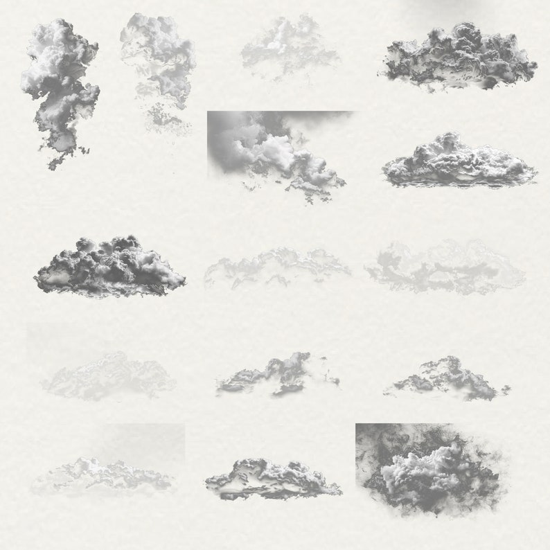 52 Cloud Photo Overlays: Realistic PNG Clipart (digital Download) - Etsy