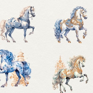 Watercolor Rococo Horses Clipart, Animal Clipart, 23 PNG Rococo ...