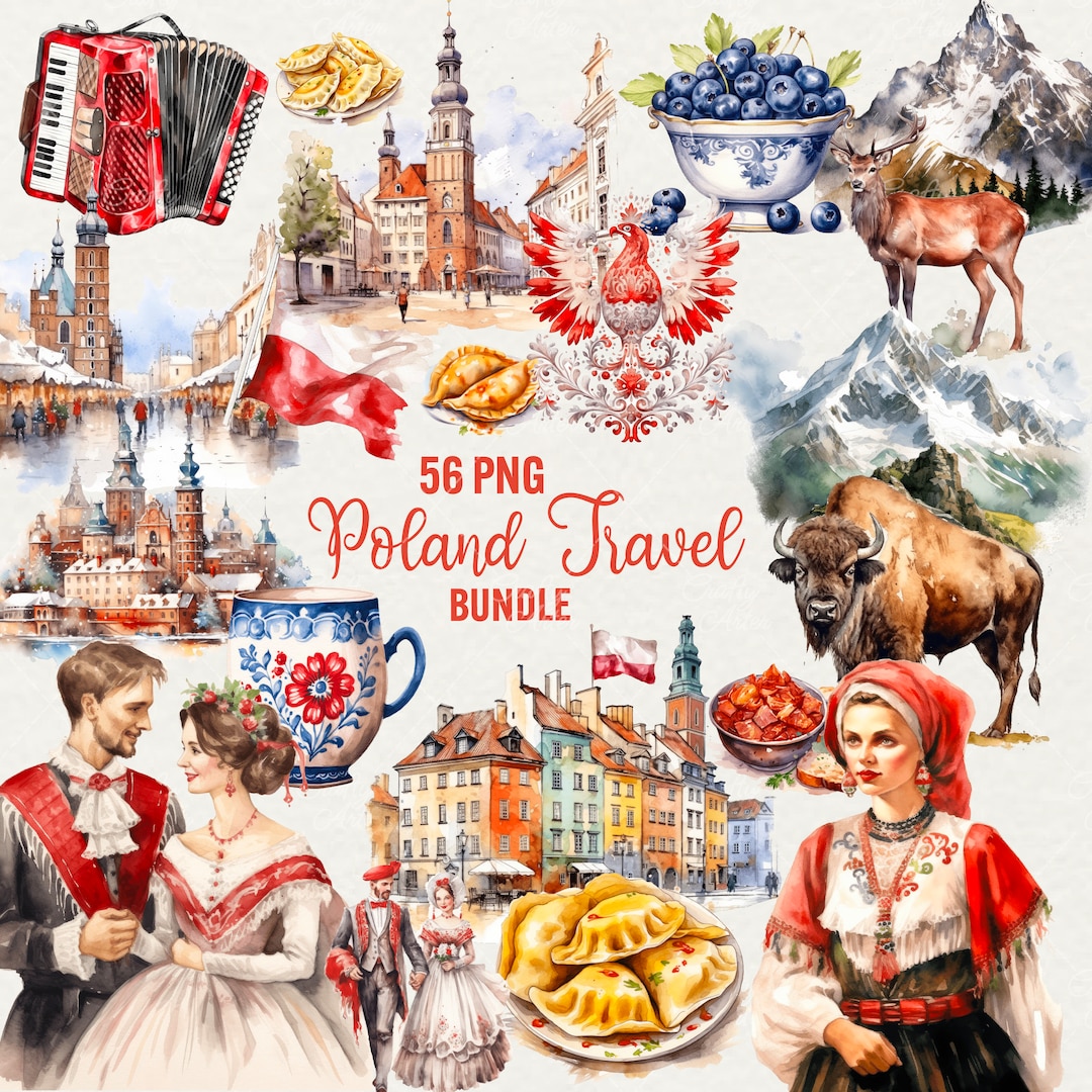 Watercolor Poland Clipart, 56 Png Polish Traditional Clipart, Nature ...