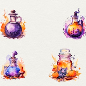 Watercolor Halloween Potion Clipart, Watercolor Halloween Graphics 28 ...