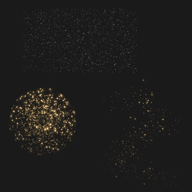 Sparkling Stars Clipart: Gold Dust Overlays, Scrapbook Elements (13 PNG ...