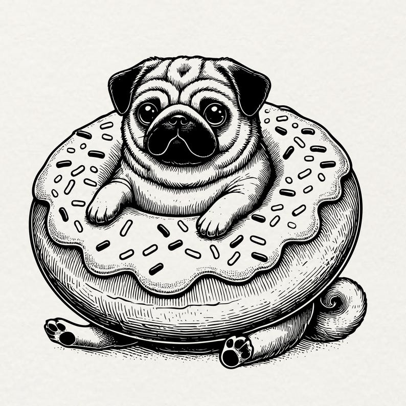 Funny Pug Clipart Bundle, Dog Graphics, Vector Illustrations (SVG PNG ...