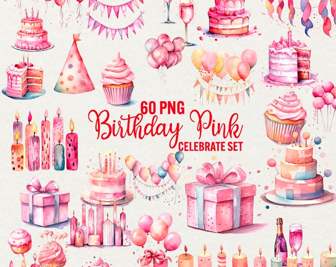 Cute Party Clipart Set, Cute Birthday Party Clip Art, Birthday Party ...