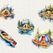 Watercolor Kayaking Clipart: Outdoor Camp & Bonfire (35 PNG) - Etsy