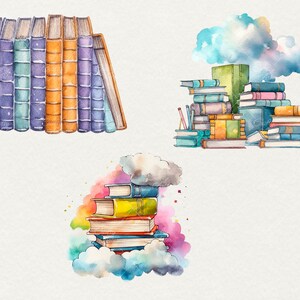 Watercolor School Books Clipart, Back to School Books Clipart ...