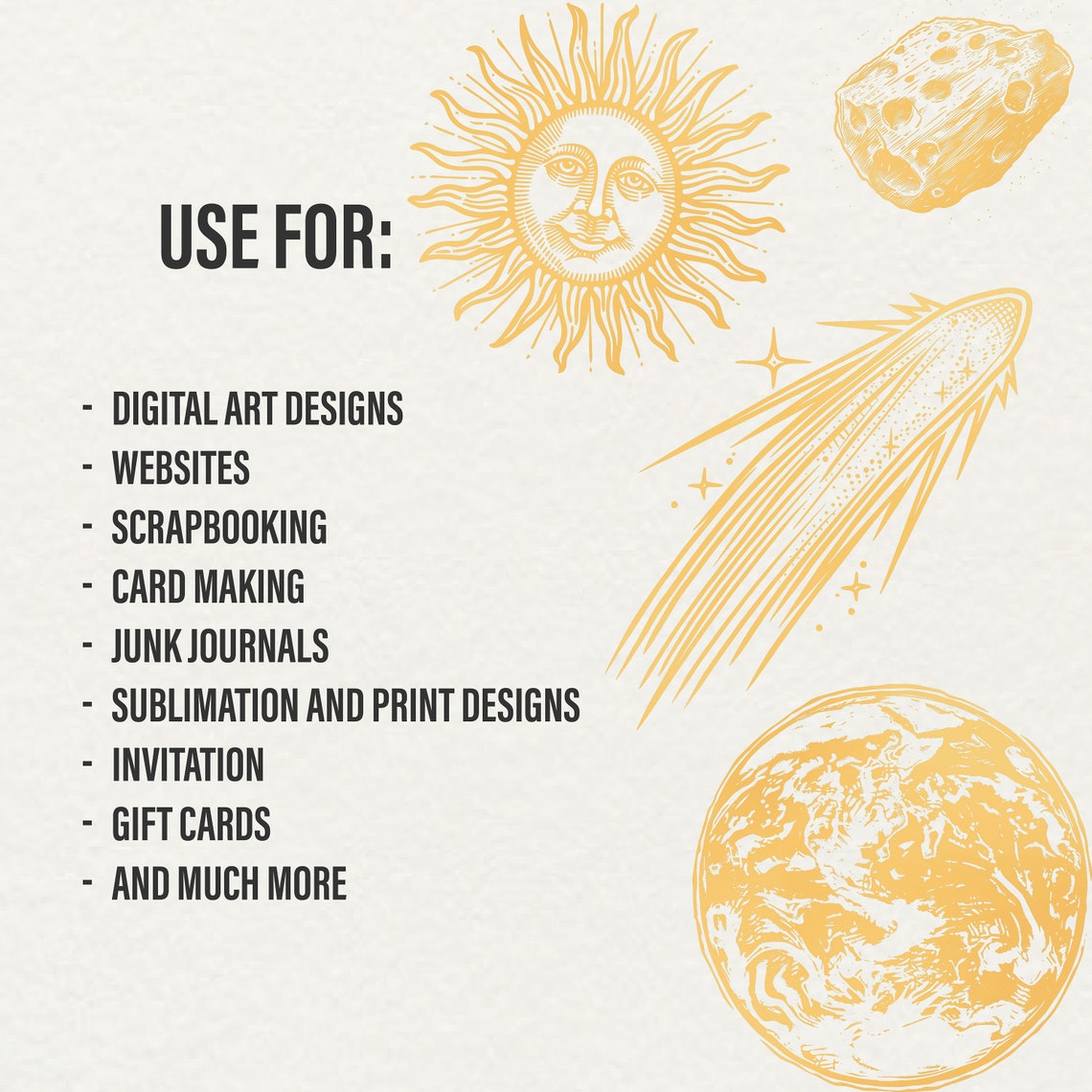 Space Clipart Bundle: Galaxy Planets, Stars, Moon (SVG/PNG) - Etsy