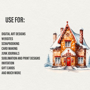 Christmas Ginger House Clipart, 20 Png Watercolor Christmas Clipart ...