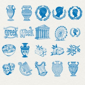 Greece Symbols Svg Png Bundle, Greek Summer Clip Art, Ancient City ...